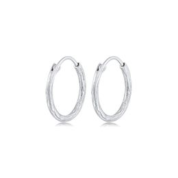 Elli Damen Paar Creolen "Creole Casual Raues Finish 925 Silber", onesize, ohne Stein, Silber 925 (Sterlingsilber), silber, Silber 925