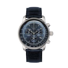 Zeppelin Damen Chronograph "100 Jahre", blau, Armbanduhren, Quarzuhr, Armbanduhr, Herrenuhr, Made in Germany, Lederarmband