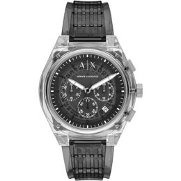 Armani Exchange Damen Chronograph "SYNC", grau, Armbanduhren, Quarzuhr, Armbanduhr, Herrenuhr, Polyurethanband, Datum, Stoppfunktion
