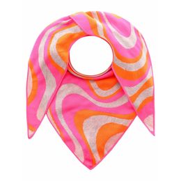Zwillingsherz Damen Dreieckstuch ""Happy Waves"", orange, gemustert, mehrfarbig, Strick, Baumwollmischung, Modet&uuml;cher, buntes Tuch mit Wellenmuster,
