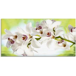 Glasbild Artland, B:100cm H:50cm, wei&szlig;, Glas, K&uuml;che, Bilder, "Wei&szlig;e Orchidee", in verschiedenen Gr&ouml;&szlig;en