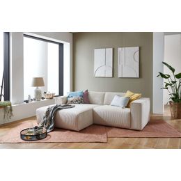 Ecksofa Home Affaire, B:234cm H:71cm T:161cm, beige, 94% Polyester; 6% Nylon, Wohnzimmer, Sofas, "Noord mit Kedernaht, Breite 234 cm, L-Form", Cord,