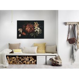 A.S. Création Leinwandbild A.S. CRÉATION, B:90cm H:60cm, rot, Holz, Stahl, Wohnzimmer, Bilder, "drama queen", Keilrahmen Bild Floral Blumen Leinwand-Bild