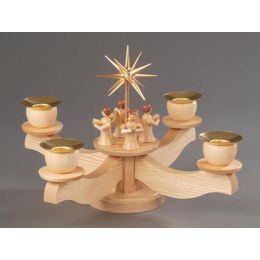 Albin Preissler Adventsleuchter "mit Engelsfiguren, Handwerkskunst aus dem Erzgebirge", B/H/T: 19cm, beige, Kerzenhalter, Weihnachtsdeko aus Holz