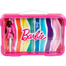 klein Kinder Sammelkoffer "Barbie - Sammelvitrine für 6 Barbies", pink, Kunststoff, B:58cm H:43cm T:9,4cm, Aufbewahrungsboxen, mit leuchtendem Barbie