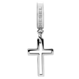Diesel Damen Single-Creole "Schmuck Geschenk Edelstahl Ohrringe Kreuz STEEL", Edelstahl, silber, Edelstahl, Ohrringe