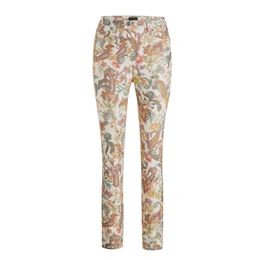 GOLDNER Damen Stretch-Hose "Kurzgr&ouml;&szlig;e Florale Stretchhose in Slim Fit", beige, Gr. 27, Obermaterial: 70% Baumwolle CO. 27% Polyester PES. 3% Elasthan