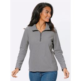 Casual Looks Damen Fleeceshirt "Fleece-Shirt", grau, Gr. 38, meliert, unifarben, 100% Polyester, Shirts
