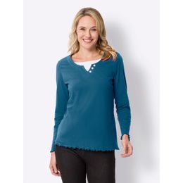 Damen 2-in-1-Shirt "Langarm-Shirt", blau, Gr. 38, unifarben, 100% Baumwolle, Shirts