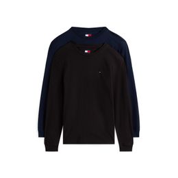 Tommy Jeans Herren Longsleeve "TJM SLIM 2PACK L/S EXT", schwarz, Gr. M, Single Jersey, Obermaterial: 100% Baumwolle, Shirts