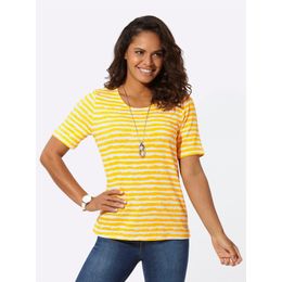 Casual Looks Damen Kurzarmshirt "Ringelshirt", gelb, Gr. 38, gemustert, mehrfarbig, 95% Viskose, 5% Elasthan, Shirts