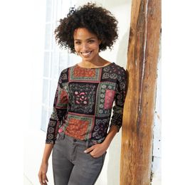 Damen Rundhalsshirt "Druck-Shirt", rot, Gr. 48, Linea Tesini BY HEINE, bedruckt, gemustert, mehrfarbig, 100% Viskose, Shirts
