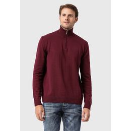 Cipo & Baxx CIPO & BAXX Herren Troyer "Pullover", rot, Gr. M, unifarben, Feinstrick, 50% Baumwolle, 50% Polyacryl, Pullover, mit Troyer-Kragen