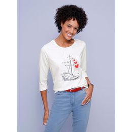 Classic Basics Damen 3/4-Arm-Shirt "3/4-Arm-Shirt", beige, Gr. 46, bedruckt, gemustert, mehrfarbig, 100% Baumwolle, Shirts