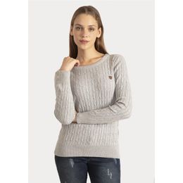 Damen Strickpullover "Authen", grau, Gr. L, SIR RAYMOND TAILOR, unifarben, 100% Baumwolle, Pullover, mit klassischem Rundhalsausschnitt