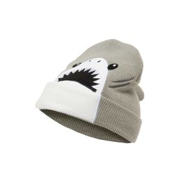 KOAA Jungen Beanie "Harald der Hai - Mascot", grau, Gr. 1, bestickt, 100% Polyacryl, M&uuml;tzen, mit detailreicher Stickerei