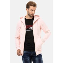 Cipo & Baxx CIPO & BAXX Herren Sweatjacke "Jacken", pink, Basic, Gr. M, unifarben, 70% Baumwolle, 30% Polyester, Sweatjacken, mit Kapuze, CL556