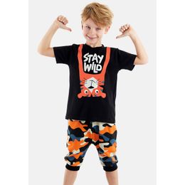 DENOKIDS Jungen Hausanzug "Wild Camo", Gr. 116, schwarz, 95% Baumwolle;5% Elasthan, bedruckt, Homewear-Sets, mit Tiger-Print
