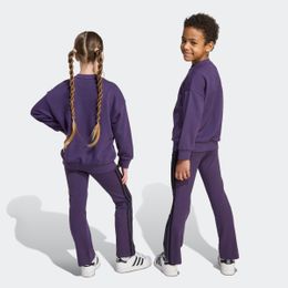 Jungen Trainingsanzug "LOOSE CREW FLARED KIDS LEGGINGS SET", lila, Gr. 122, adidas originals, Obermaterial: 70% Baumwolle, 30% Polyester, Sportanz&uuml;ge