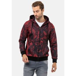 Cipo & Baxx CIPO & BAXX Herren Sweatjacke "Jacken", rot, Basic, Gr. XL, 50% Baumwolle, 50% Polyester, Sweatjacken, mit auff&auml;lligem Print, CL559