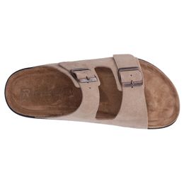 Rieker Herren Pantolette, Gr. 40, braun, Veloursleder, Schuhe, Sommerschuh, Strandschuh, Hausschuh mit bequemem Fußbett