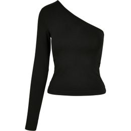 Urban Classics M&auml;dchen Langarmshirt "Urban Classics Damen Ladies Asymmetric Longsleeve"schwarz, Gr. XS, unifarben, 95% Baumwolle, 5% Elasthan, Shirts