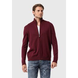 Cipo & Baxx CIPO & BAXX Herren Cardigan "Pullover"burgundy, Gr. S, unifarben, 50% Baumwolle, 50% Polyacryl, Strickjacken, im sportlichen Look