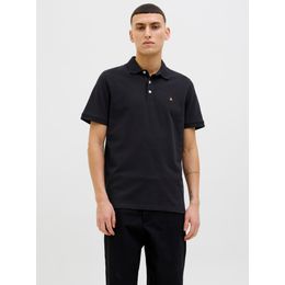 Jack & Jones JACK & JONES Herren Poloshirt "JJEPAULOS POLO SS NOOS", schwarz, Gr. M, mehrfarbig, Jersey, Obermaterial: 100% Baumwolle, Shirts, mit Logo Stickerei