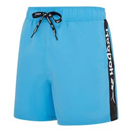 Reebok Herren Badeshorts "Clayton", blau, Gr. L, unifarben, Microfaser, Polyester, Badehosen, mit Kordelzug und elastischem Bund, mit Logo, schnell