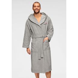 Unisex-Bademantel Kangaroos, L:125cm, grau, Walkfrottee, Hausm&auml;ntel, "Cassidy, f&uuml;r Damen & Herren, Standardl&auml;nge & &Uuml;berl&auml;nge", mit Taschen, M&auml;nner
