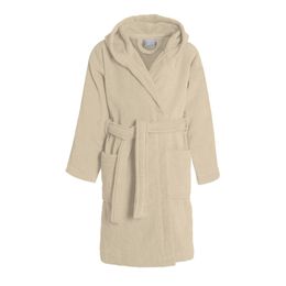 Kinderbademantel Seahorse, L:87cm, beige, Velours, Hausm&auml;ntel, "Seahorse Pure", Langarm, aufgesetzte Taschen