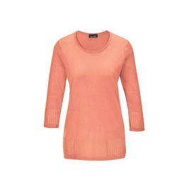 GOLDNER Damen 3/4 Arm-Pullover "Gepflegter Ajour-Pullover mit femininen Durchbr&uuml;chen", orange, Gr. 52, Obermaterial: 100% Polyacryl PAN., Pullover