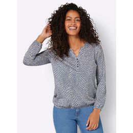 Inspirationen Damen Langarmshirt "Druck-Shirt", blau, Gr. 38, bedruckt, gemustert, mehrfarbig, 50% Baumwolle, 50% Modal, Shirts