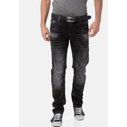 Cipo & Baxx CIPO & BAXX Herren Slim-fit-Jeans, schwarz, Gr. 34, Abriebeffekte, Denim/Jeans, Obermaterial: 99% Baumwolle, 1% Elasthan, Jeans