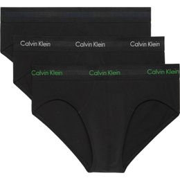 Herren Hipster "CK HIP BRIEF 3PK", Calvin Klein Underwear, Gr. M, schwarz, Jersey, Obermaterial: 95% Baumwolle, 5% Elasthan, Unterhosen, mit farbigem