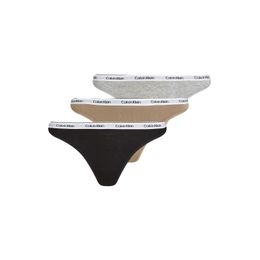 Damen Tanga "3 PACK THONG (LOW-RISE)", Calvin Klein Underwear, Gr. XL, bunt, Jersey, Obermaterial: 90% Baumwolle, 10% Elasthan, Unterhosen, String