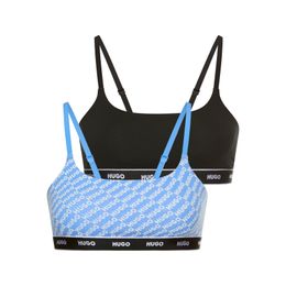 HUGO UNDERWEAR Damen Bralette "TWIN BRALETTE DESIGN", Gr. L, blau, Jersey, Obermaterial: 95% Baumwolle, 5% Elasthan, BHs, ohne Verschluss, ohne