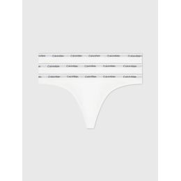 Damen Tanga "3 PACK THONG (LOW-RISE)", Calvin Klein Underwear, Gr. M, wei&szlig;, Jersey, Obermaterial: 90% Baumwolle, 10% Elasthan, unifarben, Unterhosen,