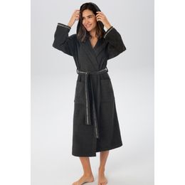 Damenbademantel Bruno Banani, L:120cm, grau, Walkfrottier, Hausm&auml;ntel, "Danny, ideal f&uuml;r Sauna & Spa, Hotelbademantel, Morgenmantel", mit