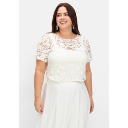 sheego Damen Tunikashirt "Shirttunika", wei&szlig;, Gr. 44, unifarben, 90% Polyester, 10% Elasthan, Shirts