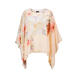 GOLDNER Damen Satinbluse "Kurzgr&ouml;&szlig;e Chiffonbluse mit floralem Design", orange, Gr. 25, Obermaterial: 96% Polyester PES. 4% Elasthan EL., Blusen