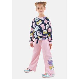 DENOKIDS Kinder Hausanzug "Cute Cats", Gr. 104, blau, 50% Baumwolle, 50% Polyester, bedruckt, Homewear-Sets, mit Katzen-Motiv