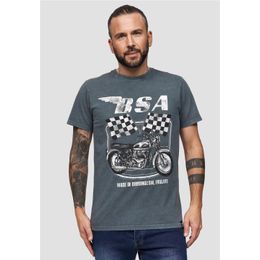 Recovered Damen T-Shirt "BSA British Motor Flag", grau, Gr. S, bedruckt, 100% Baumwolle, Shirts, mit l&auml;ssigem BSA-Print im Vintage-Stil
