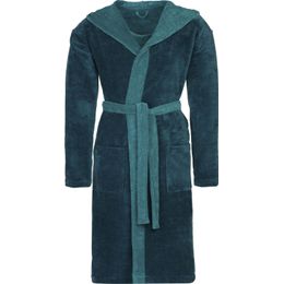 Bademantel Vossen, L:115cm, blau, Webvelours, Hausm&auml;ntel, "Poppy, ideal f&uuml;r Sauna & Spa, Hotelbademantel, Morgenmantel", Doubleface Optik