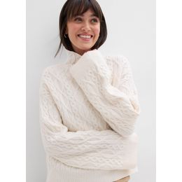 bonprix Zopfstrick Pullover, wei&szlig;, Gr.44/46 (L), Pullover mit zeitlosem Zopfmuster