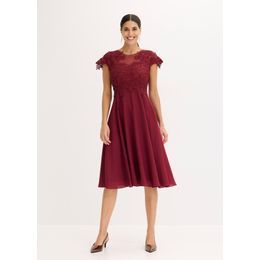 bonprix Midikleid aus zartem T&uuml;ll mit Spitze, rot, Gr.32, Romantisch und feminin: Cocktailkleid in Midi-L&auml;nge aus zartem T&uuml;ll mit Spitze
