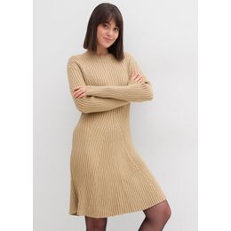 bonprix Mini-Strickkleid aus softem Viskose-Mix, beige, Gr.44/46 (L), Tailliertes Kleid, aus Viskose