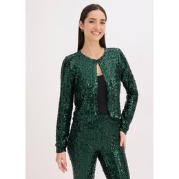 bonprix Pailletten-Jacke, gr&uuml;n, Gr.32/34 (XS), Modern und feminin: Mantel mit Pailletten