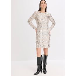 bonprix Paillettenkleid, gold, Gr.48/50 (XL), schmal geschnittenes Paillettenkleid mit Rundhals-Ausschnitt