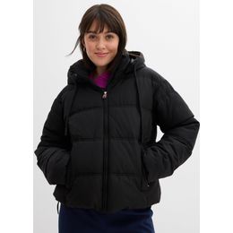 bonprix Kurze Steppjacke, schwarz, Gr.48, Kurze Steppjacke mit Kapuze und seitlichen Taschen